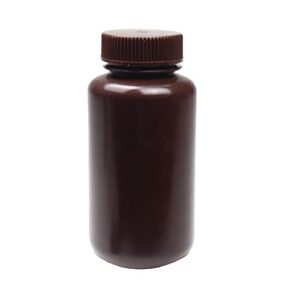 united scientific supplies 33464 | laboratory grade hdpe wide mouth amber reagent bottle | designed for laboratories, classrooms, or storage at home | 250ml (8oz) capacity | pack of 12