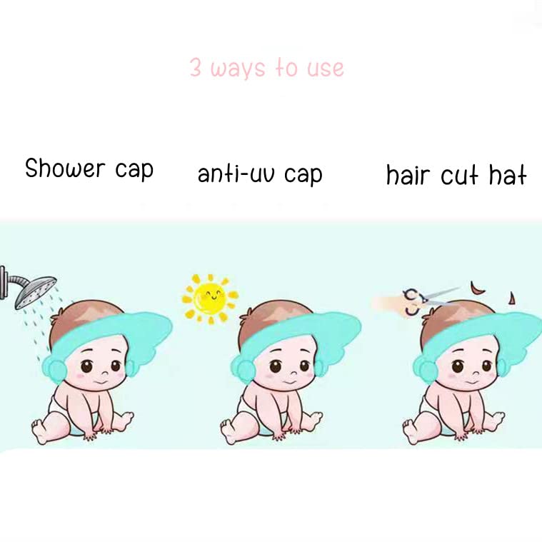 Baby Shower Cap Shampoo Shield Kids Bath Visor Protect Eyes Ears Face Adjustable Bath Shower Protector Hair Wash Shield Earmuff Waterproof Bath Cap for Kids