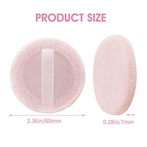 Sibba 12 Pcs Loose Powder Puff Pink Cotton Pads Face Body Makeup Velour with Ribbon Applicators Setting Round Make Up Eyeshadow Concealer Cosmetics Sponge