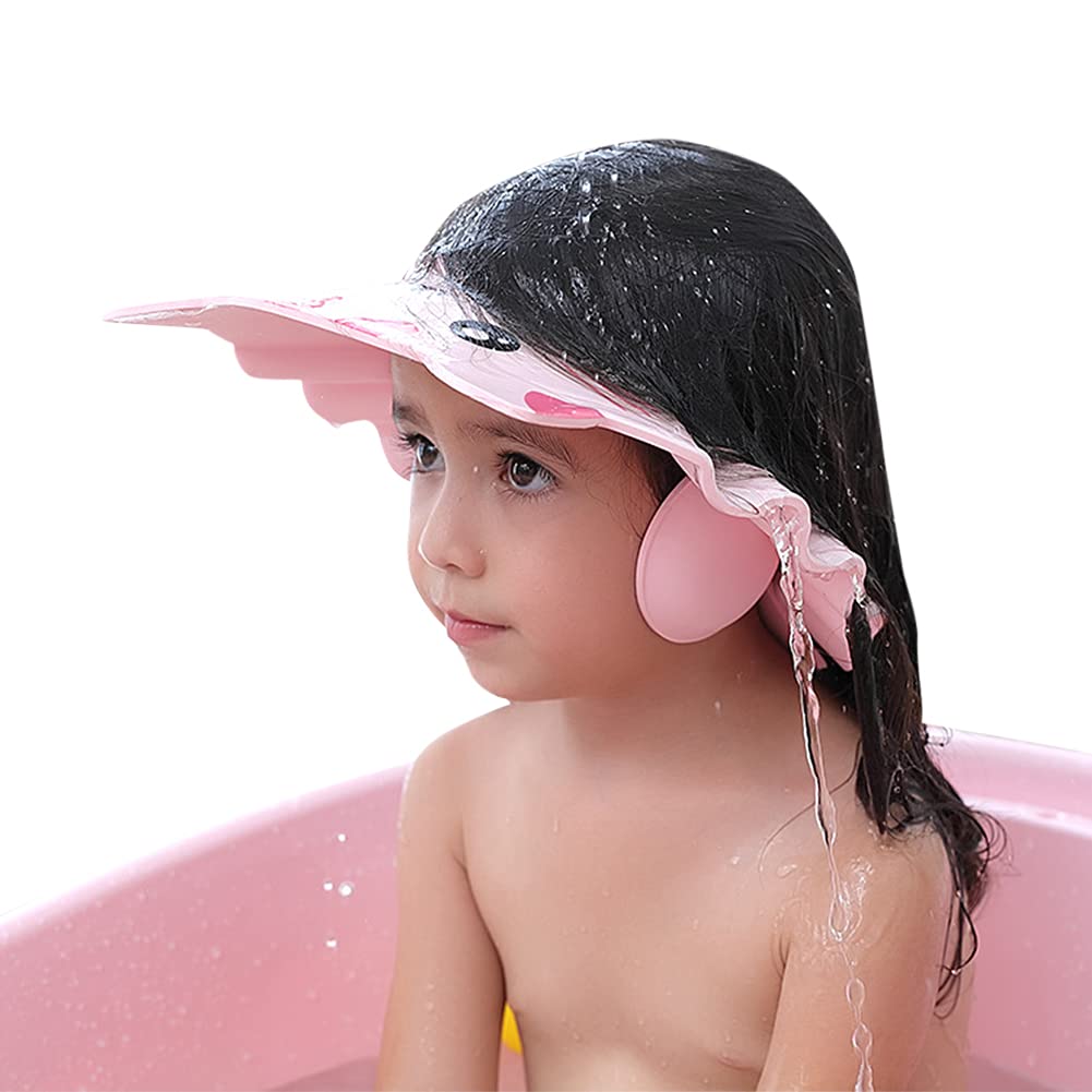 Baby Shower Cap Shampoo Shield Kids Bath Visor Protect Eyes Ears Face Adjustable Bath Shower Protector Hair Wash Shield Earmuff Waterproof Bath Cap for Kids