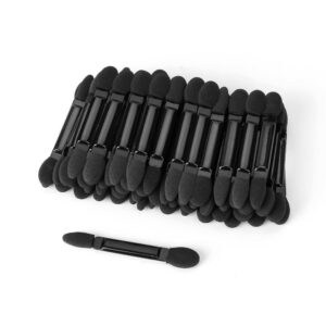 aakode 50pcs disposable double head eyeshadow sponge brushes cosmetic tool, professional dual sides eyeshadow brushes makeup applicator(size: 2.44 inch, color: black)