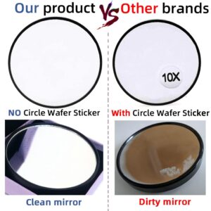 10X Magnifying Makeup Mirror with 1 Tweezers Portable Round Mirror 2 Suction Cups Travel Set for Eyebrow Tweezing Blackhead Blemish Removal Bathroom Magnified Cosmetic Mirror (Diameter 4.3 inches)