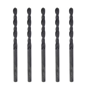 uxcell 6542 high speed steel straight shank twist jobber drill bit, fully ground black oxide drill bits 3.3mm drill diameter 65mm total length 5 pcs