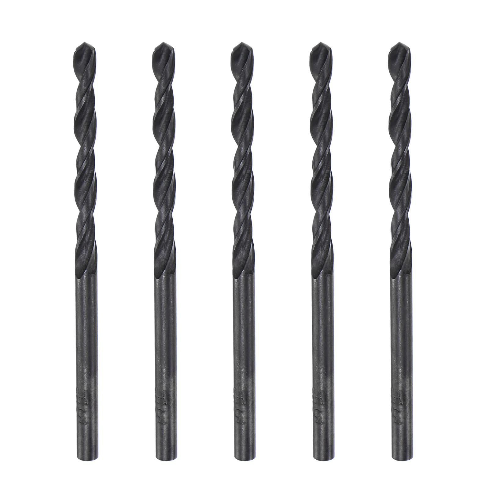 uxcell 6542 High Speed Steel Straight Shank Twist Jobber Drill Bit, Fully Ground Black Oxide Drill Bits 3.3mm Drill Diameter 65mm Total Length 5 Pcs