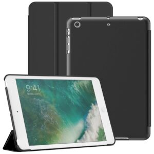 jetech case for ipad mini 1/2/3, protective hard back shell soft-touch tablet stand cover, auto wake/sleep (black)