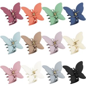 12 pcs cute butterfly claw hair clips 2.6 inch non slip matte jaw 12 colors strong hold butterfly hair clamps for women girls thick thin hair