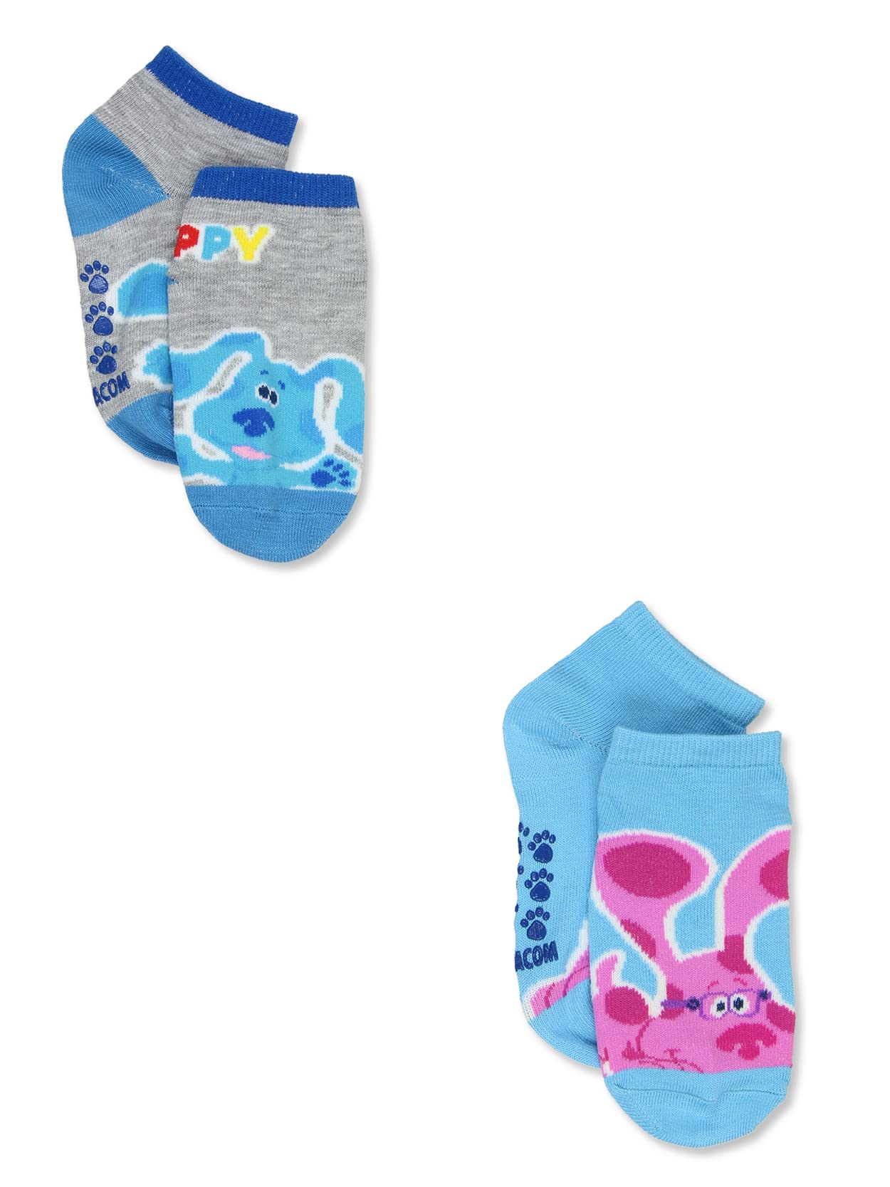 Nickelodeon Blueâ€™s Clues & You Boyâ€™s Toddler 6 Pack Quarter Gripper Socks (Small (4-6), Grey)