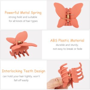 12 Pcs Cute Butterfly Claw Hair Clips 2.6 Inch Non Slip Matte Jaw 12 Colors Strong Hold Butterfly Hair Clamps for Women Girls Thick Thin Hair