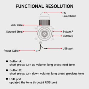 Y DIANS S Alarm Siren Waterproof Volume Tone Adjustable 120dB Loud Horn 25W Outdoor Security Button Siren with LED Strobe Light SLA-01H AC110V-120Volts