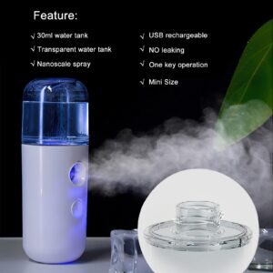 2Pack Kingsmile Facial Mister, Portable Face Mister, Cool Nano Mist Sprayer for Face Hydrating, Mini Handy Mister for Eyelash Extensions with 1oz Large Capacity Screwing Visual Water Tank Black/White