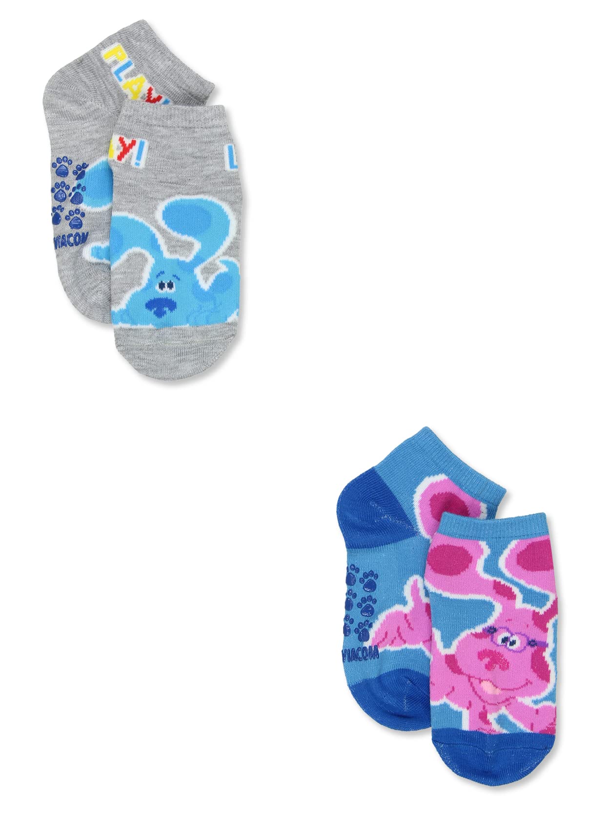 Nickelodeon Blueâ€™s Clues & You Boyâ€™s Toddler 6 Pack Quarter Gripper Socks (Small (4-6), Grey)