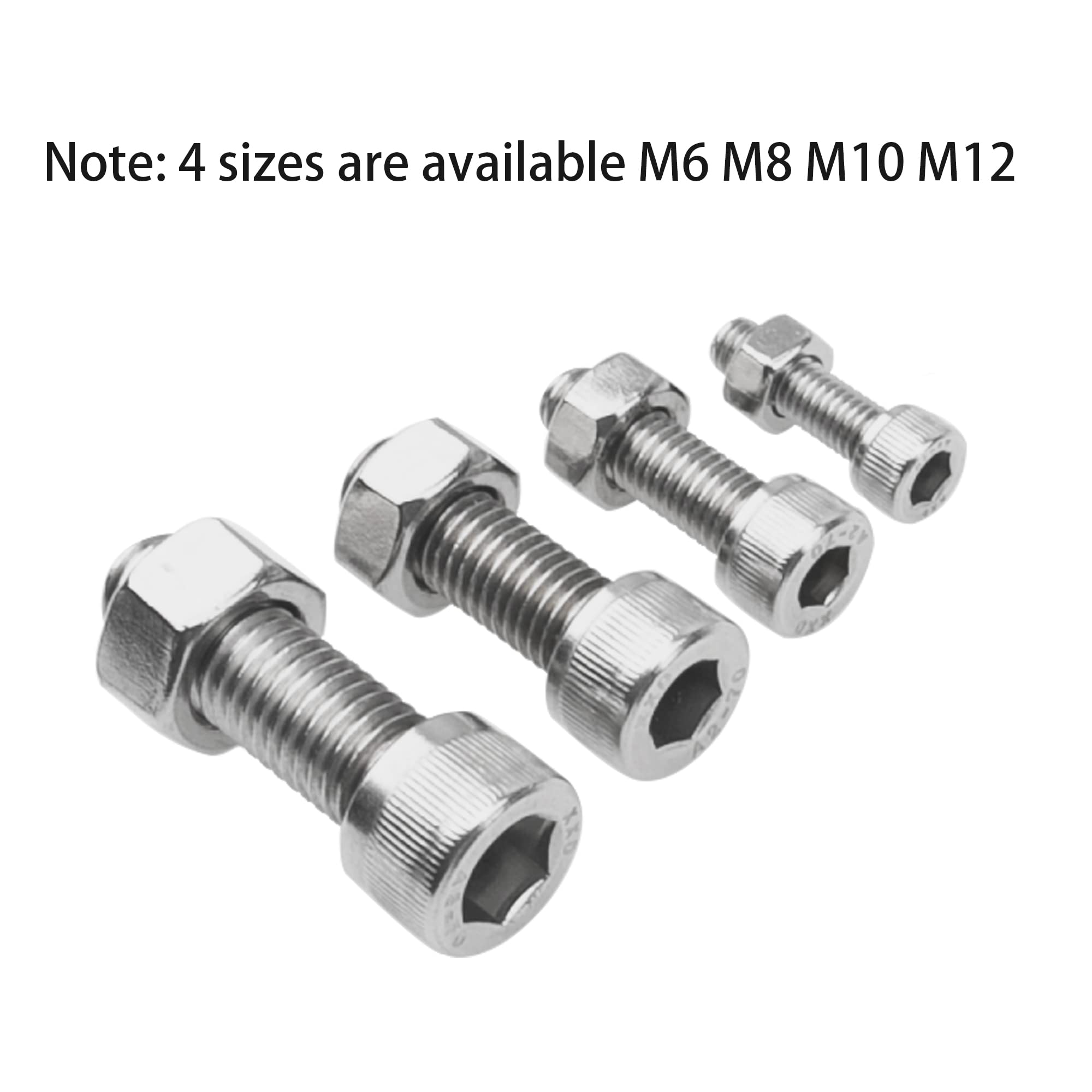 Rrina 4Pcs 304 Stainless Steel Cylindrical Hollow Hexagon Socket Screw Lamp Threading Through Hole Bolt with Nut (M8x25)