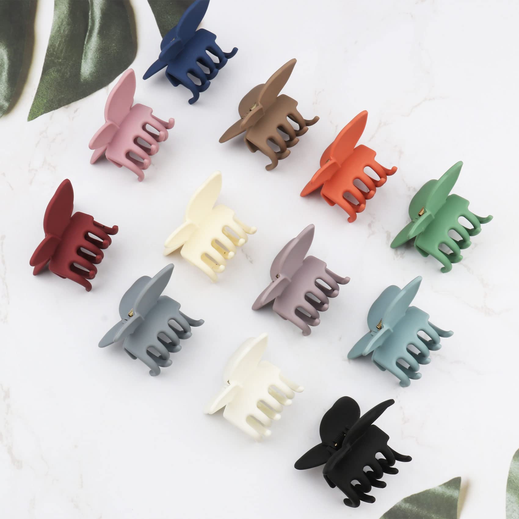 12 Pcs Cute Butterfly Claw Hair Clips 2.6 Inch Non Slip Matte Jaw 12 Colors Strong Hold Butterfly Hair Clamps for Women Girls Thick Thin Hair