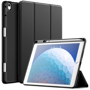 jetech case for ipad pro 10.5-inch and ipad air 3 (10.5-inch 2019, 3rd generation) with pencil holder, slim tablet cover with soft tpu back, auto wake/sleep (black)