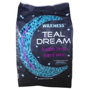 waxness teal dream rosin free glitter hard wax 2.2 lb 1 kg