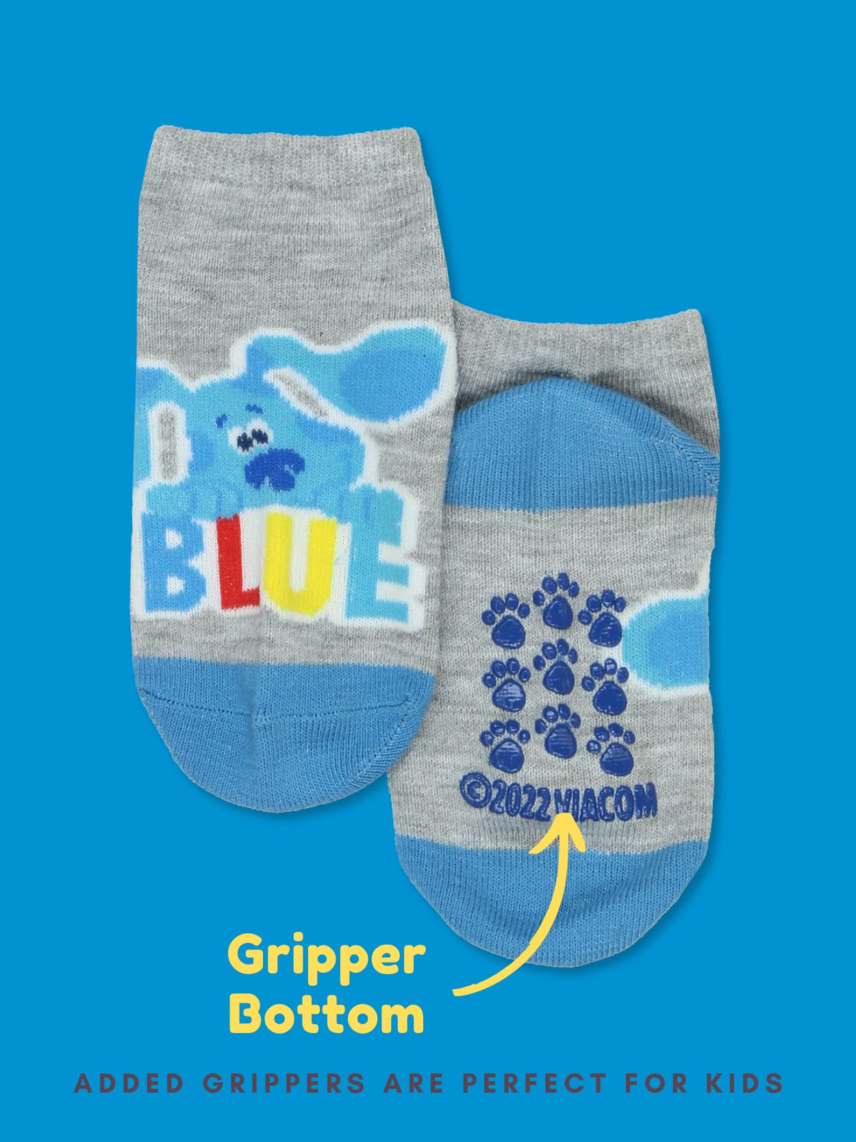 Nickelodeon Blueâ€™s Clues & You Boyâ€™s Toddler 6 Pack Quarter Gripper Socks (Small (4-6), Grey)