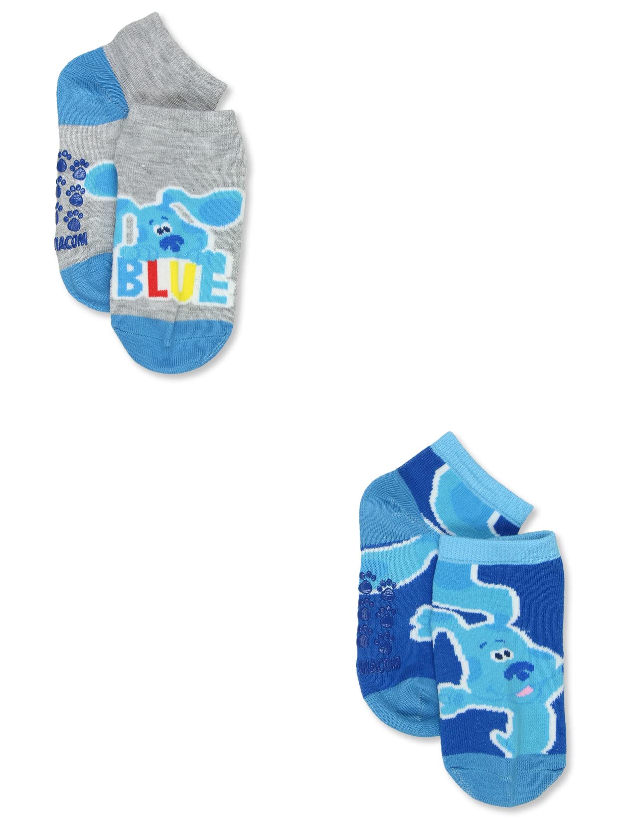 Nickelodeon Blueâ€™s Clues & You Boyâ€™s Toddler 6 Pack Quarter Gripper Socks (Small (4-6), Grey)