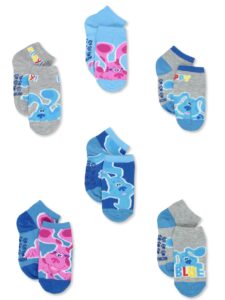 nickelodeon blueâ€™s clues & you boyâ€™s toddler 6 pack quarter gripper socks (small (4-6), grey)