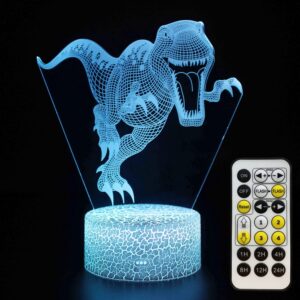 通用 dinosaur night light toys 3d lamp for kids 7 colors changing with smart touch & remote control & timer for boys bedroom decor as birthday gifts idea