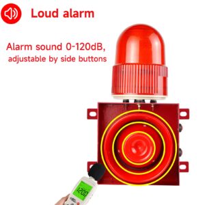 Y DIANS S Alarm Siren Waterproof Volume Tone Adjustable 120dB Loud Horn 25W Outdoor Security Button Siren with LED Strobe Light SLA-01H AC110V-120Volts