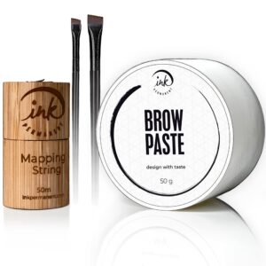 50g white brow paste, mapping string and eyebrow brush kit [large 50g container and 2 brushes] brow shape and define | draw or sketch the right shape of the eyebrow | 1.8 oz, eyebrow tinting tool