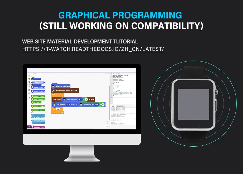 WayPonDEV T-Watch 2020 V3 ESP32-Based Programmable Watch, ESP-IDF or MicroPython(Silver)