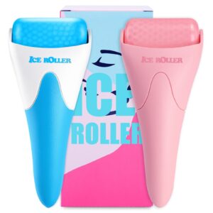 afounda ice roller - 2 packs facial tools - reduces puffiness, migraine pain relief & energizes skin - ideal for all skin types(blue+pink)