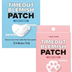 I DEW CARE Hydrocolloid Acne Pimple Patch - Timeout Blemish Chin & Chicks + Timeout Blemish Happy Paws Bundle