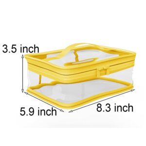 Transparent Makeup Bag Zipper Waterproof Handbag Portable Travel Storage Pouch 2 Pcs (Orange, Yellow)