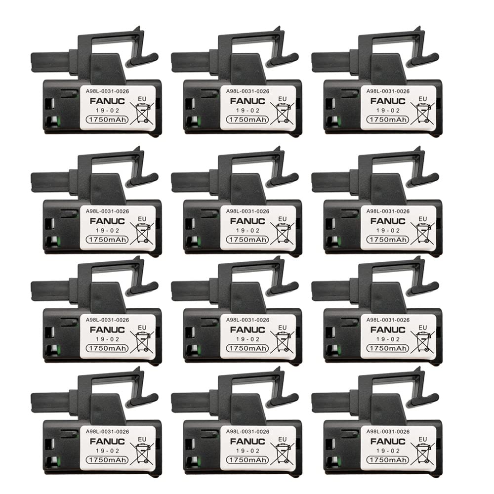 (Pack of 12) A98L-0031-0026 3V PLC Battery 1750mAh for FANUC A02B-0309-K102 PN FANUC Battery A98L-0031-0026