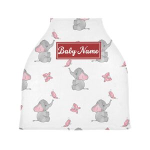 Personalized Baby Car Seat Cover Custom Name Nursing Cover Elephant Butterfly Breastfeeding Scarf Newborn Essentials for Baby