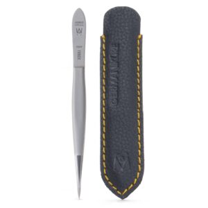 germanikure pointed tweezers in leather case - made in solingen germany