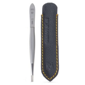 germanikure straight tweezers in leather case - made in solingen germany