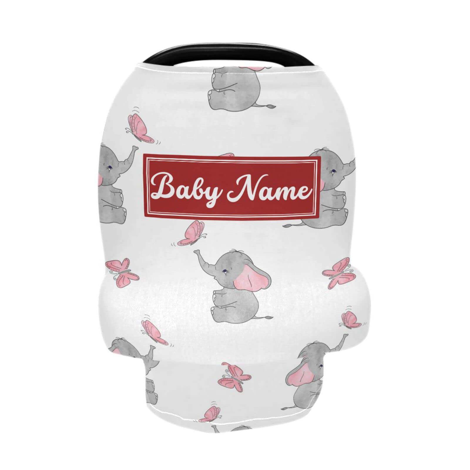 Personalized Baby Car Seat Cover Custom Name Nursing Cover Elephant Butterfly Breastfeeding Scarf Newborn Essentials for Baby