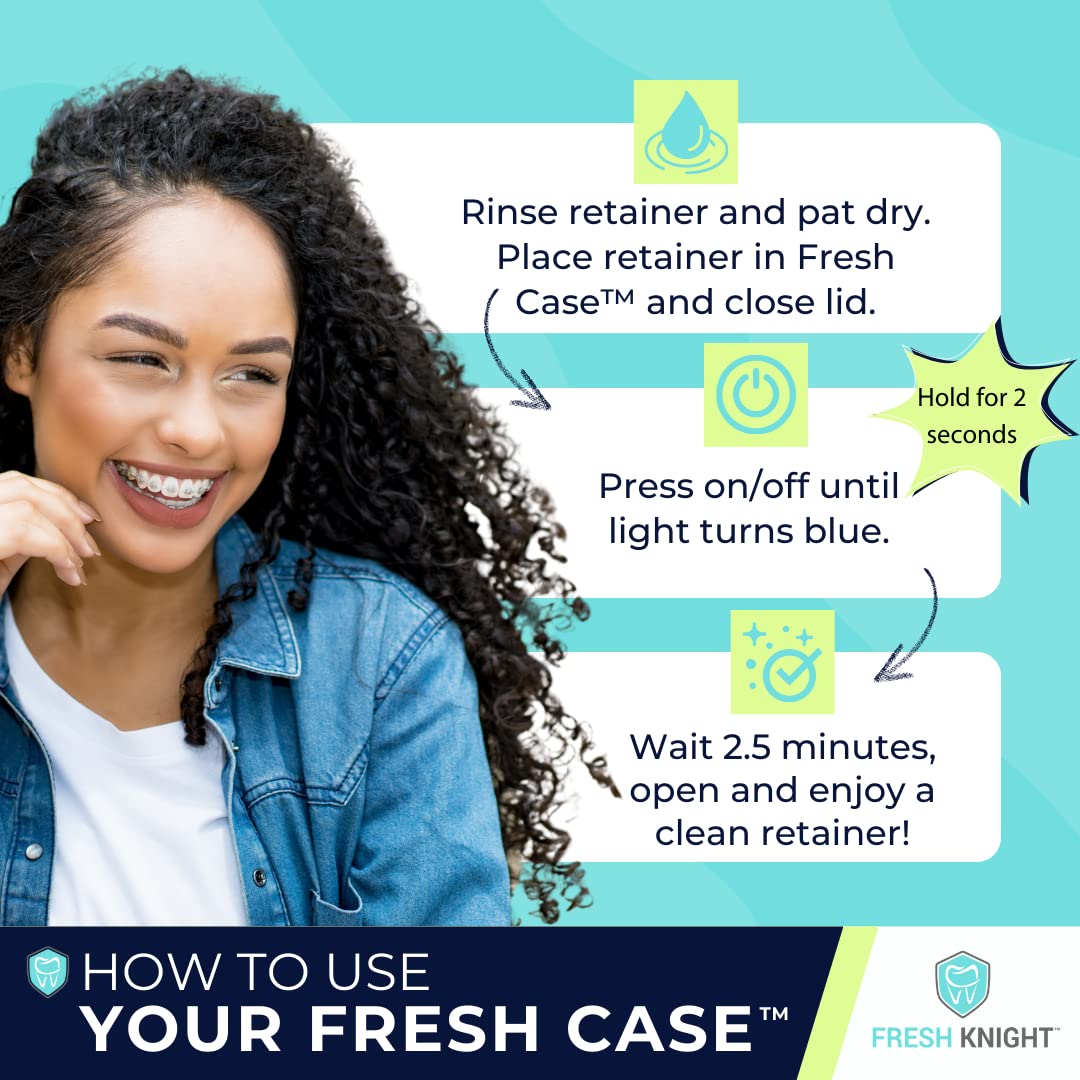 FRESH KNIGHT UV Retainer Case | UVC Retainer Cleaner, Disinfects Cleans and Removes Odors, Mouth Guard Case, compatible for Invisalign Case, Retainer Cases | Fresh Case