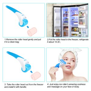 AFOUNDA Ice Roller - 2 Packs Facial Tools - Reduces Puffiness, Migraine Pain Relief & Energizes Skin - Ideal for All Skin Types(Blue+Pink)