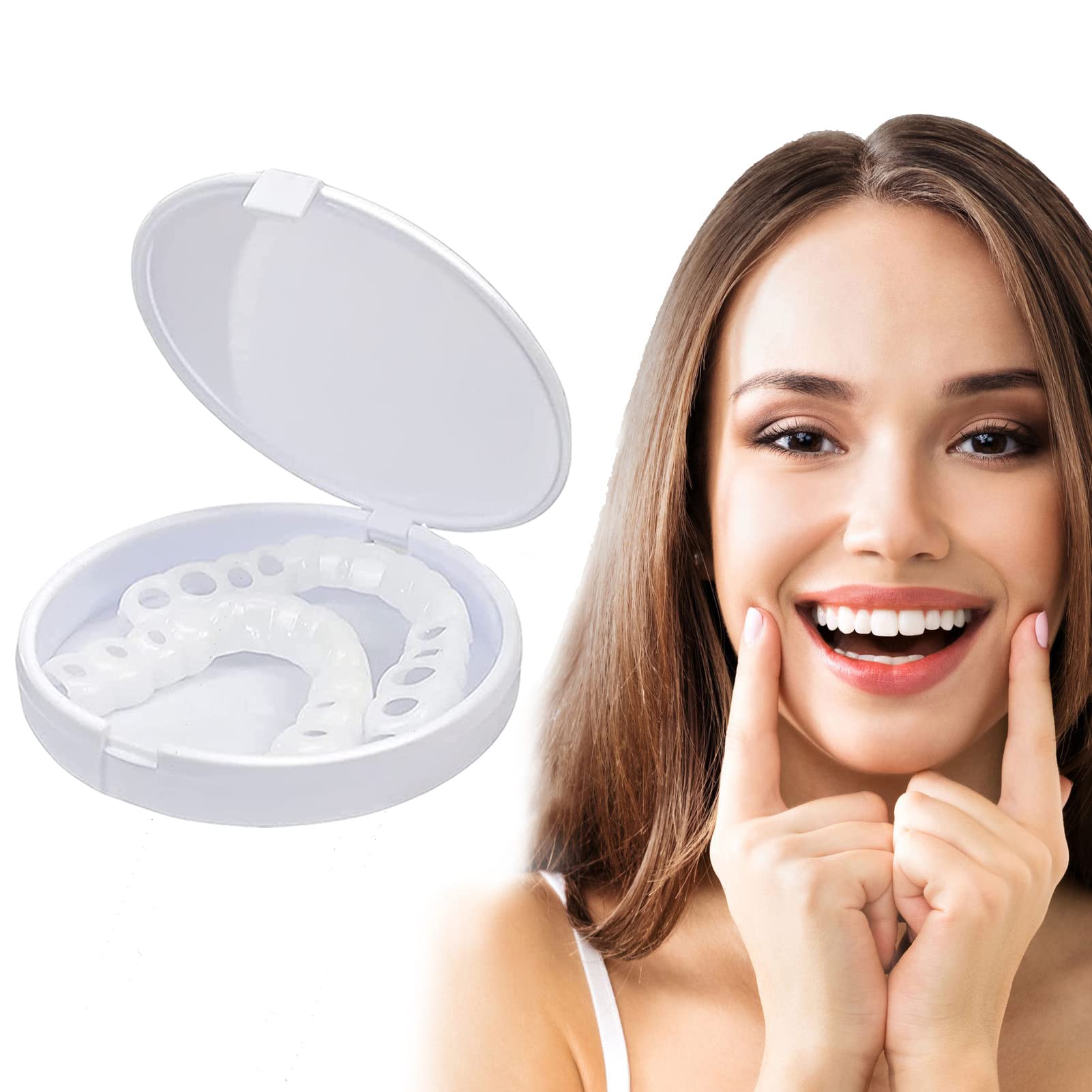 CHJC 2022 New Snap-On Dentures, Veneers Snap in Teeth, Snap in Teeth for Men and Women, Fix Confident Smile, White (CREAM)