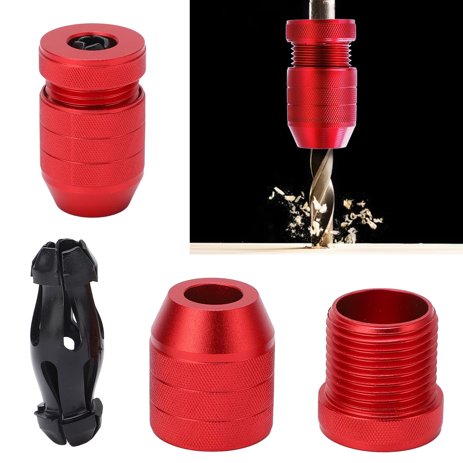 Adjustable Aluminum Alloy Drill Stop Collar Anti Slip Nylon Inner Ring Drill Stop Collar ​for Woodworking(For 0.24 to 0.43in Drill Bit)