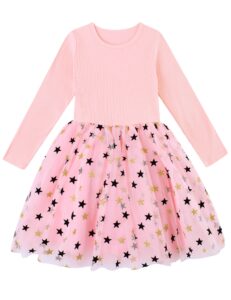 kimoda tutu dresses for girls size 6-7 pink long sleeve toddler dress size 6 for fall winter frocks girls size 7