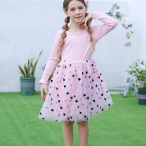 Kimoda Tutu Dresses for Girls Size 6-7 Pink Long Sleeve Toddler Dress Size 6 for Fall Winter Frocks Girls Size 7