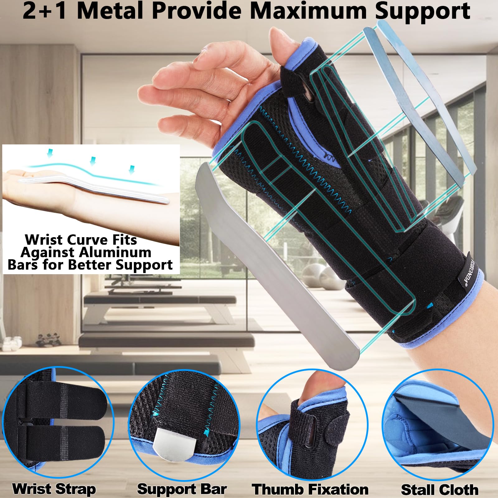 VISKONDA Wrist Brace Thumb Immobilizer Splint Support for De Quervain's Tenosynovitis,Carpal Tunnel Syndrome,Stabilizer for Arthritis,Wrist ganglion cyst,Sprains,Pain Relief (Left Hands, Small)