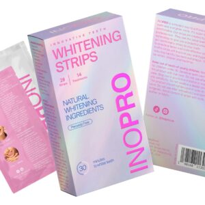 InoPro Teeth Whitening Strips 14 Treatments Kit - Teeth Whitener, Peroxide Free, Enamel Safe Green White Strips, Deep Stains Removal - Instant Teeth Whitening Without The Harm (28 Strips)