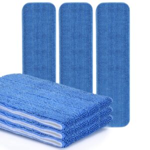 matthew 18'' microfiber spray mop replacement pads heads for wet dry reusable mops floor home commercial cleaning refills, machine washable fits compatible with bona mop&most spray mops blue (3 pack)