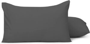 youth pillowcase 16" x 22" size pack of 2 pieces kids travel pillow cover envelope closure 400 thread count 100% egyptian cotton & hypoallergenic fits pillows sized 12x16, 13x18 or 14x19 dark grey