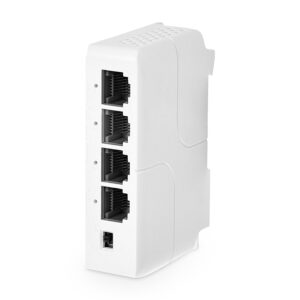 mokerlink 4 port poe extender, ieee 802.3 af/at poe repeater, 100mbps, 1 poe in 3 poe out, wall & din rail mount poe passthrough switch