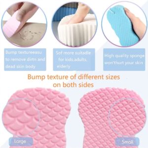 3Pcs Magic Exfoliating Bath Sponge,3D Super Soft Exfoliating Bath Sponge, Skin Friendly and Reusable for Adults Children and Pregnant Women. (Pink+Blue+Gray)