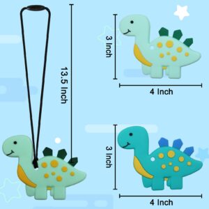 Chew Necklaces for Sensory Kids and Adults, 2 Pack Dinosaur Silicone Chewy Toys for Boys with Autism, ADHD, SPD, Reduce Chewing Fidgeting for Children, Oral Motor Chewing Necklace…