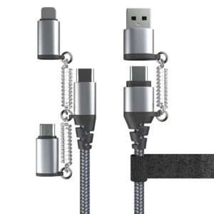 housailei usb c multi fast charging cable adapter pd 60w 3a data sync nylon braided cord usb a/c to type c/micro/phone fast sync charger compatible with laptop/tablet/phone 4 feet