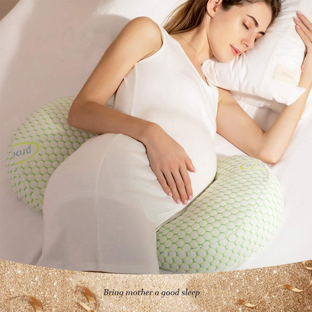 Lacomfy Pregnancy Pillow for Side Sleeper Double Wedge Maternity Pillow with Belly, Waist & Back Support,Additional Stick Pillow Detachable Pillowcase, Machine Washable, Green