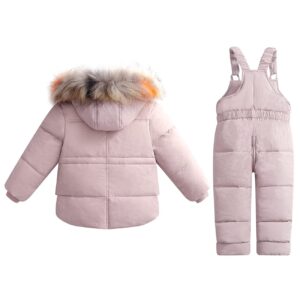 Tumaron Toddler Girls Snowsuit Snow Pant And Jacket BIb Winter Baby Clothes Kids coat 2t